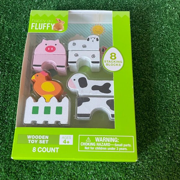 Fluffy | Toys | Fluffy Wooden Animals Pig Sheep Cow Chicken Blocks ...